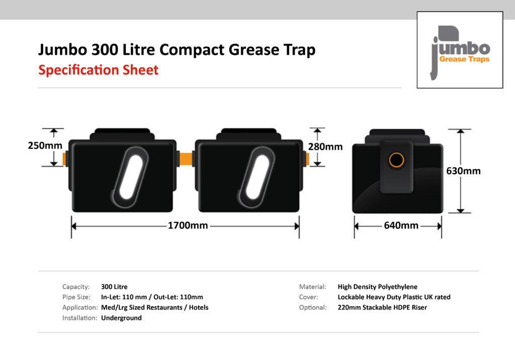 Jumbo 300 Litre Compact Underground Grease Trap System